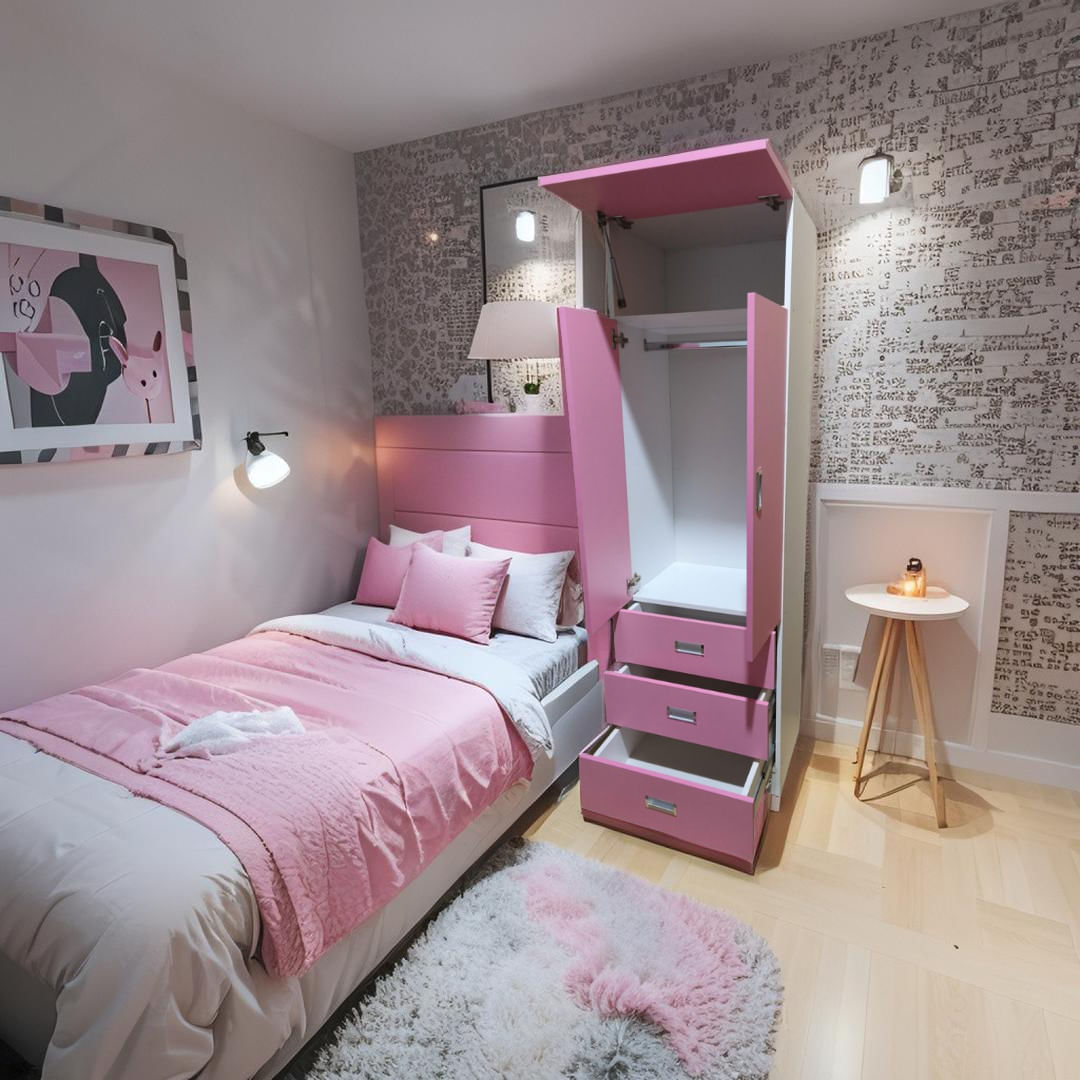 Ropero de Melamina 2 Puertas Rosa 60cm - Electrogo